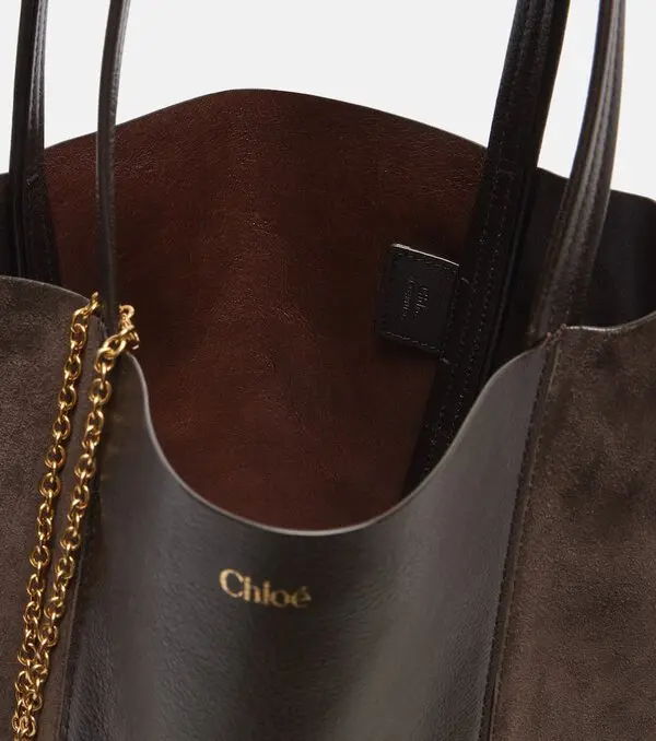 Chloé Spin Leather And Suede Tote - Brown