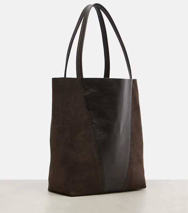 Chloé Spin Leather And Suede Tote - Brown