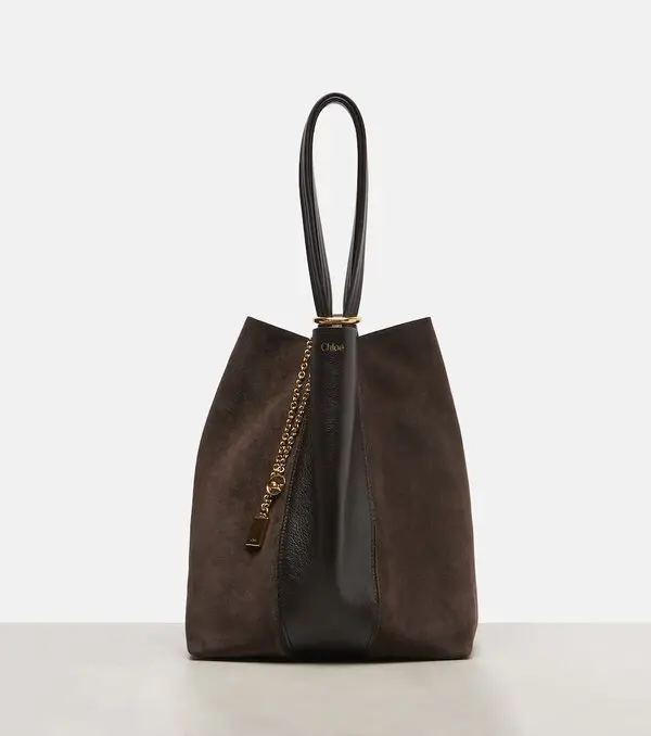 Chloé Spin Leather And Suede Tote - Brown