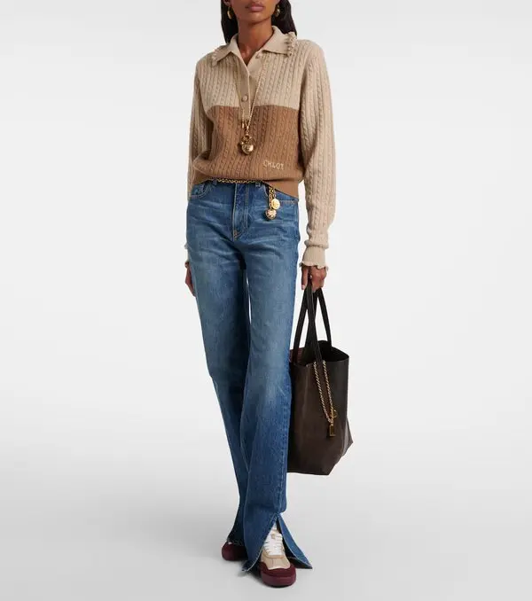 Chloé Spin Leather And Suede Tote - Brown