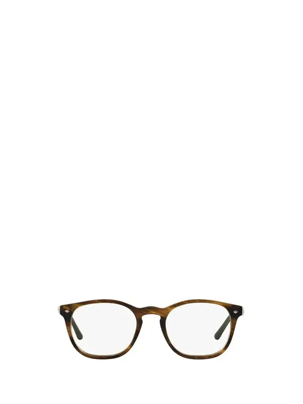 Giorgio Armani Round Frame Eyeglasses - Striped Matte Dark Brown