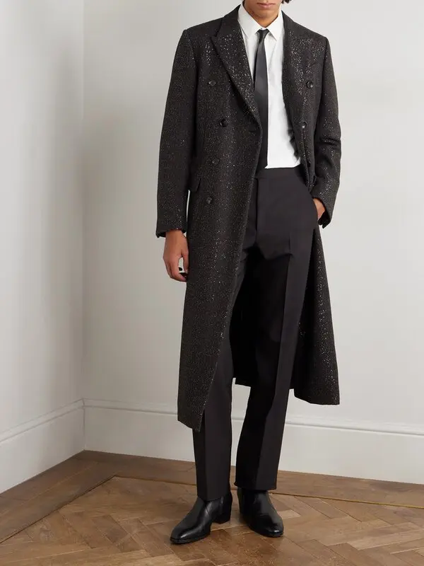 TOM FORD Double-breasted Sequin-embellished Wool-blend Twill Coat