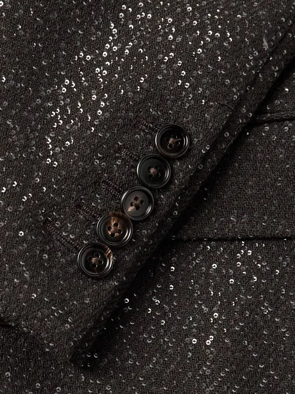 TOM FORD Double-breasted Sequin-embellished Wool-blend Twill Coat
