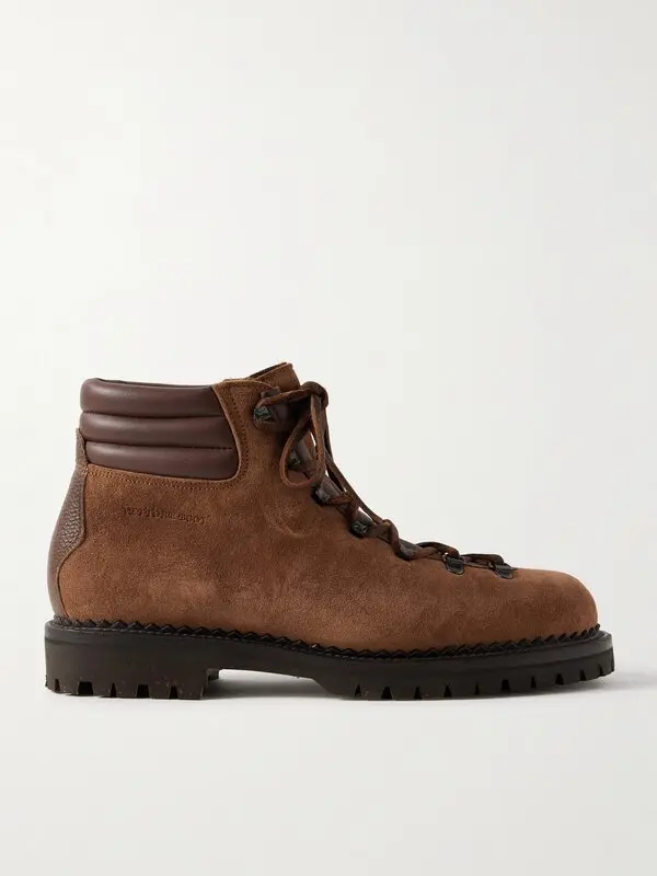 YUKETEN Vettore Leather-trimmed Suede Boots