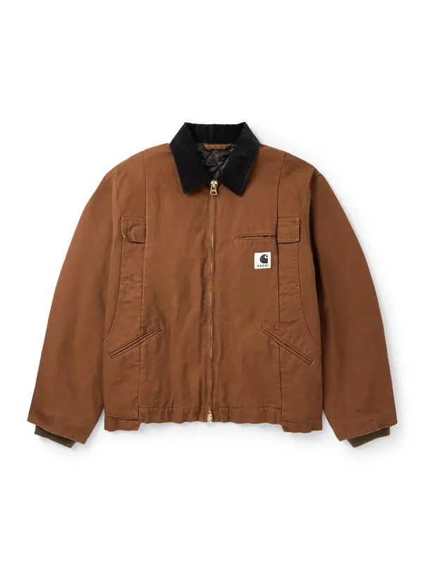Sacai X Carhartt Wip Panelled Cotton-canvas Jacket - Neutrals