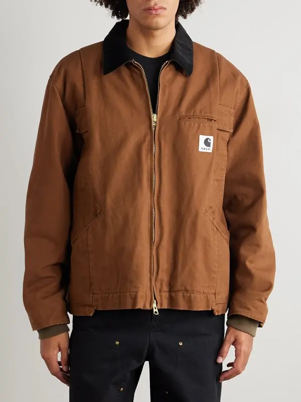 Sacai X Carhartt Wip Panelled Cotton-canvas Jacket - Neutrals