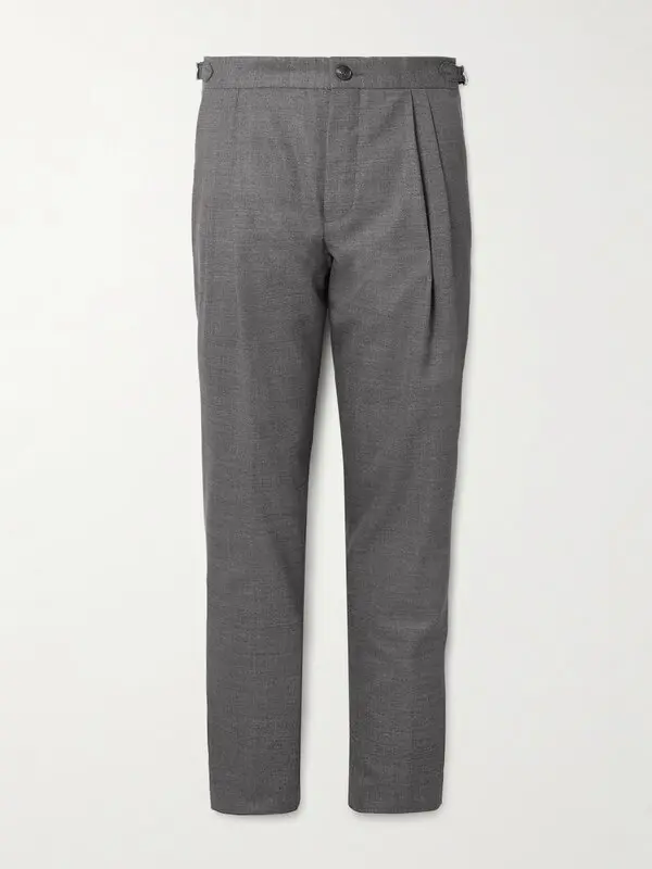 Mr P. Steve Pleated Wool Tapered Trousers - Gray
