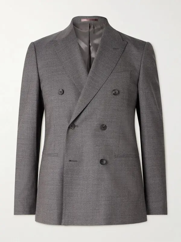 Mr P. Slim-fit Double-breasted Wool Suit Jacket