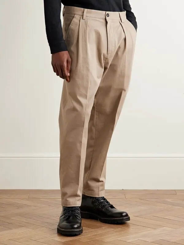 Massimo Alba Stan Tapered Pleated Trousers - Neutrals