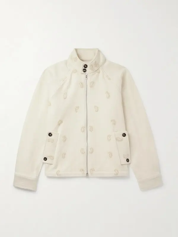 KARTIK RESEARCH Embellished Wool Harrington Jacket - Neutrals