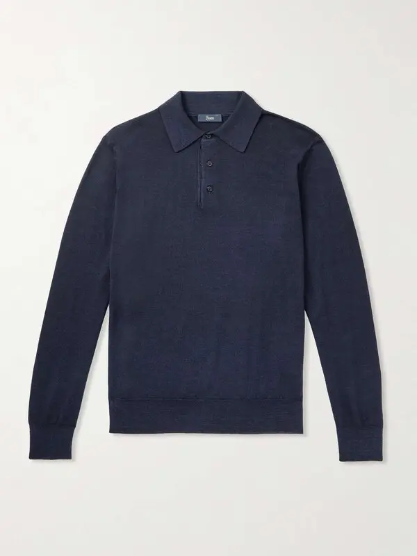 Herno Wool Polo Shirt - Navy