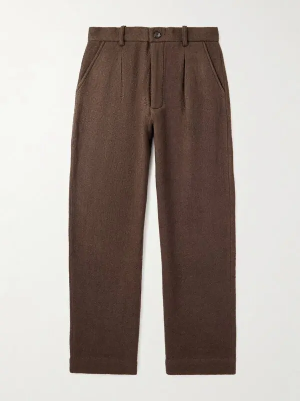 KARTIK RESEARCH Straight-leg Pleated Brushed-wool Trousers