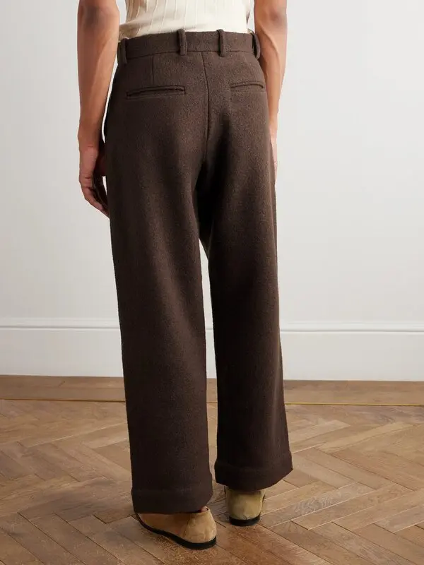 KARTIK RESEARCH Straight-leg Pleated Brushed-wool Trousers