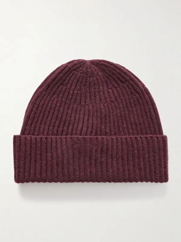 Brunello Cucinelli Ribbed Cashmere Beanie - Burgundy