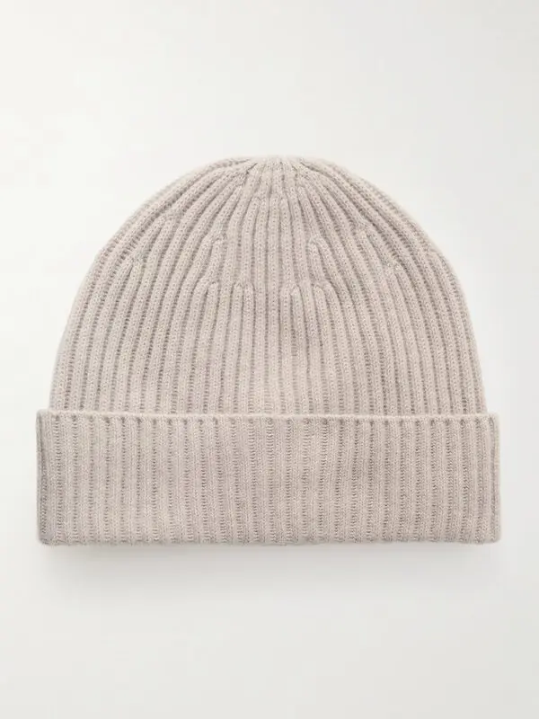 Brunello Cucinelli Ribbed Cashmere Beanie - Neutrals