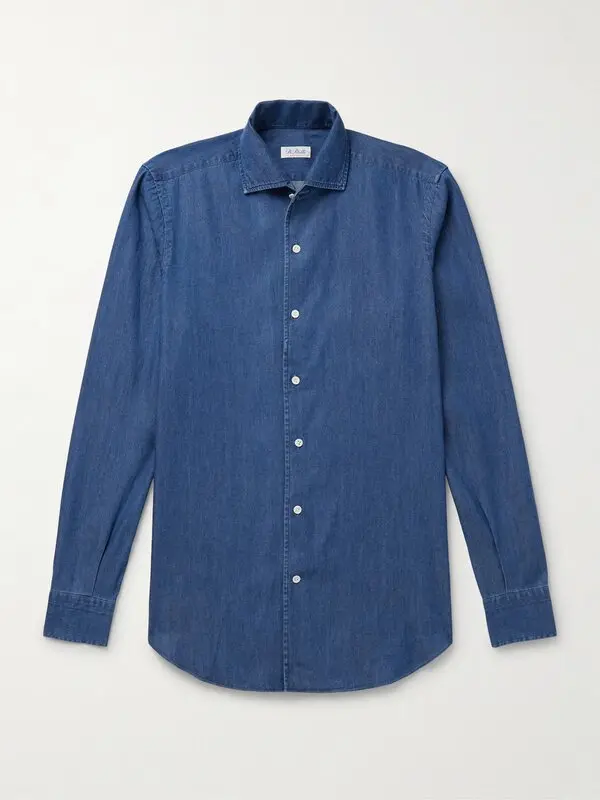 DE PETRILLO Cotton-chambray Shirt - Blue