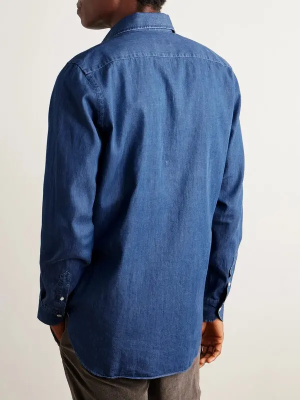 DE PETRILLO Cotton-chambray Shirt - Blue