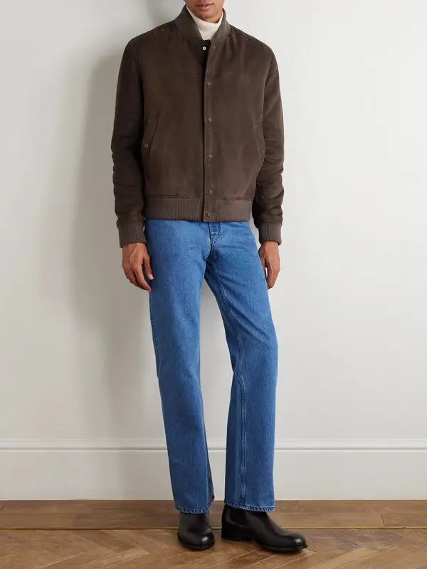 Gabriela Hearst Slim-fit Padded Suede Bomber Jacket