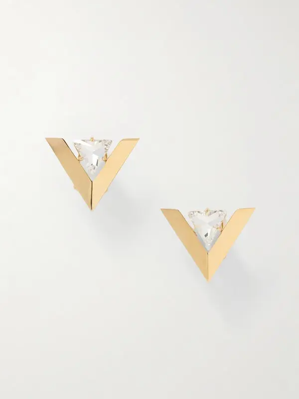 Valentino Garavani Vlogo Crystal-embellished Earrings - Gold