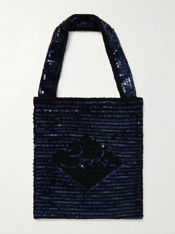 BODE Spotlight Sequin-embellished Wool Tote - Black