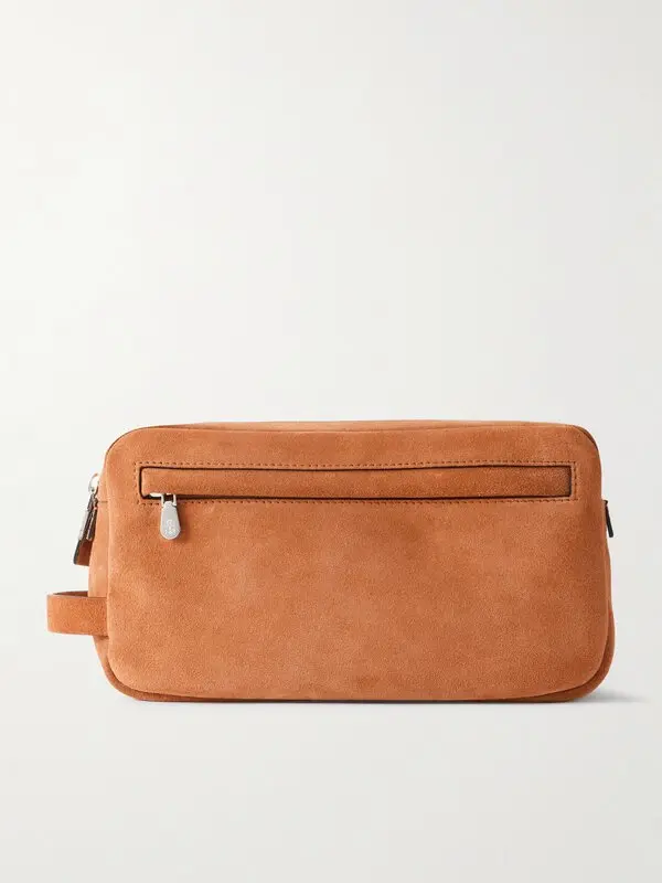 Brunello Cucinelli Suede Wash Bag - Brown