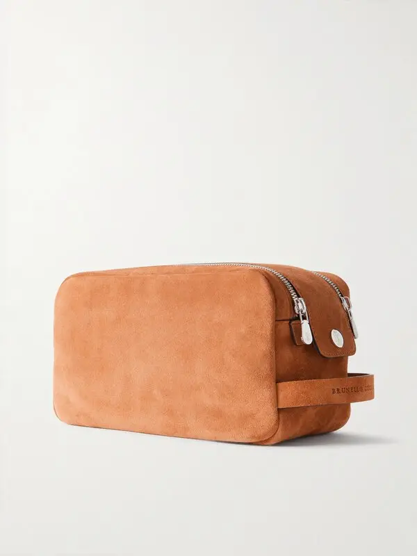 Brunello Cucinelli Suede Wash Bag - Brown