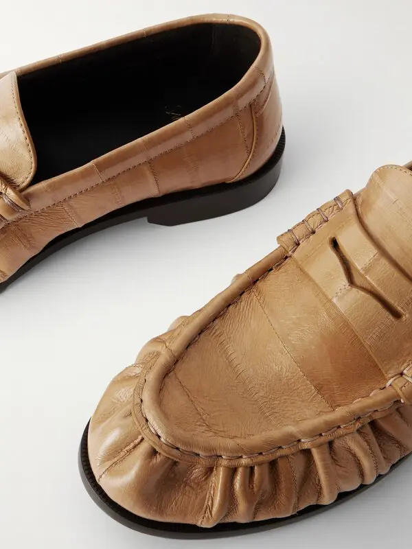 Saint Laurent Le Loafer Eel Loafers - Neutrals