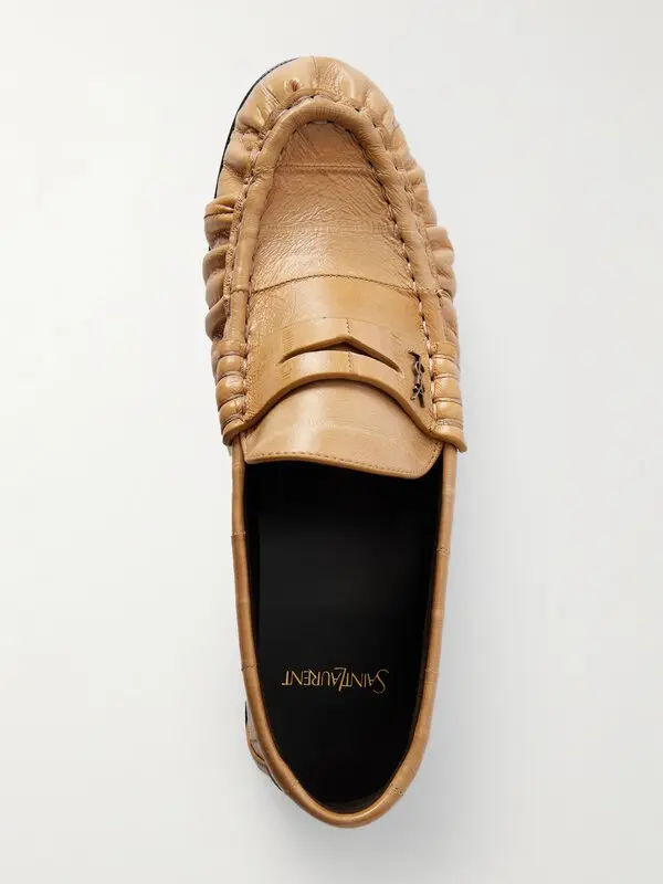 Saint Laurent Le Loafer Eel Loafers - Neutrals