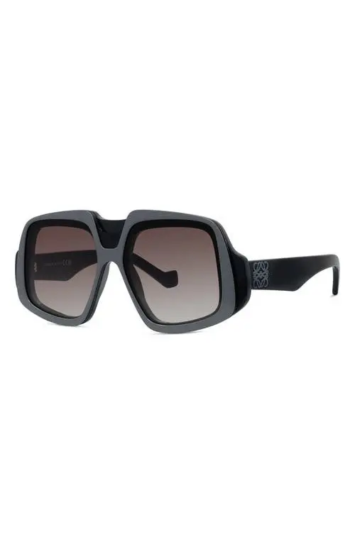 Loewe Anagram 61mm Geometric Sunglasses - Shiny Black/bordeaux