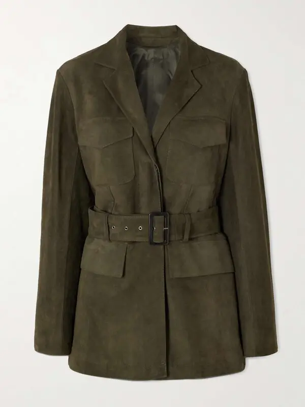 Purdey Wilton Belted Suede Jacket - Forest Green