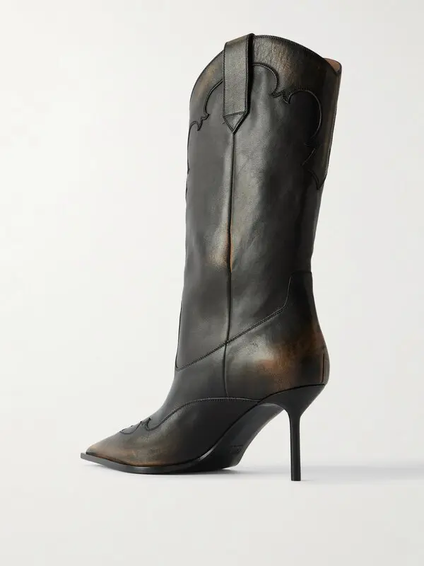 Paris Texas Lidia Embroidered Leather Ankle Boots - Black
