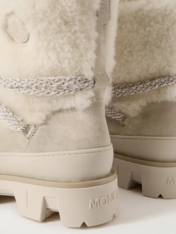 Moncler Peak Apres Shearling-trimmed Suede Ankle Boots - Cream