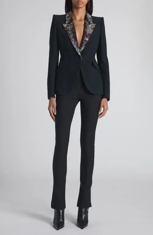 Alexander McQueen Embellished Lapels Crepe Blazer
