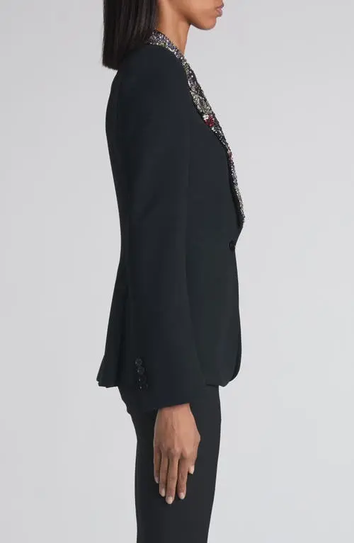 Alexander McQueen Embellished Lapels Crepe Blazer