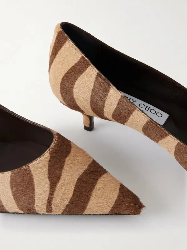 JIMMY CHOO Amelia 30 Zebra-print Calf Hair Pumps - Brown