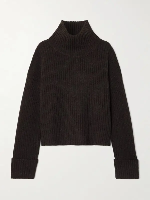Le Kasha Galway Ribbed Cashmere Turtleneck Sweater - Brown