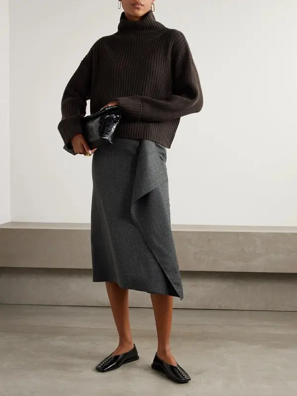 Le Kasha Galway Ribbed Cashmere Turtleneck Sweater - Brown