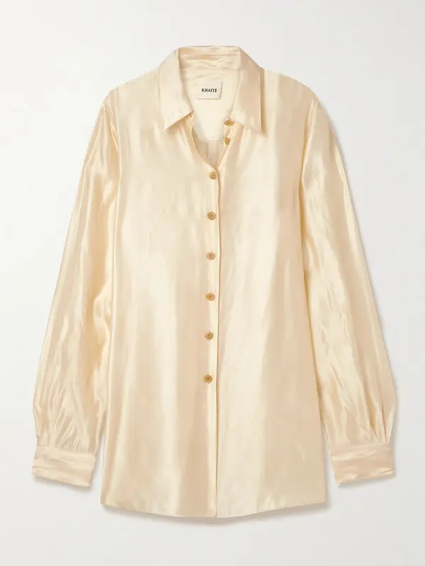 Khaite Auryn Satin-twill Shirt - Neutrals