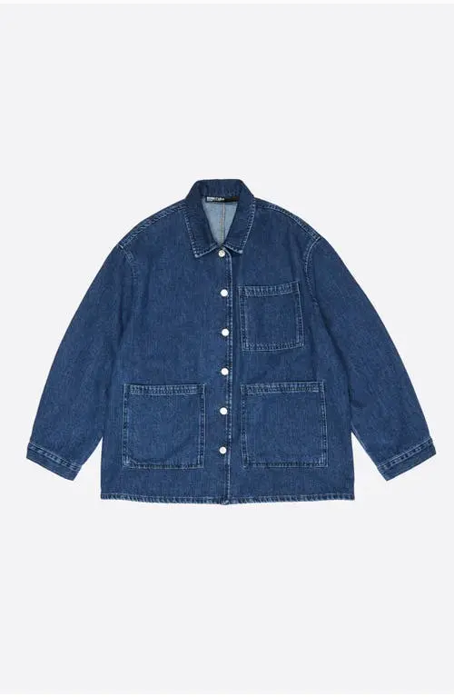 Bimba Y Lola Straight-cut Denim Jacket - Dark Denim Blue