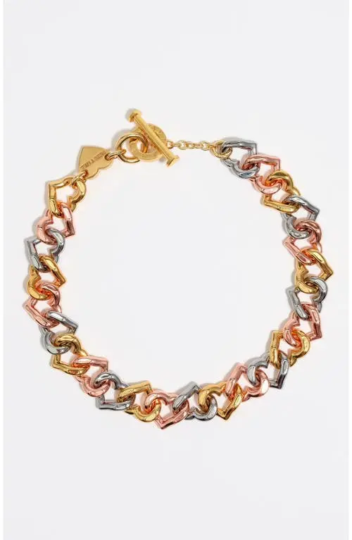 Bimba Y Lola Three-tone Heart Chain Necklace - Multigold