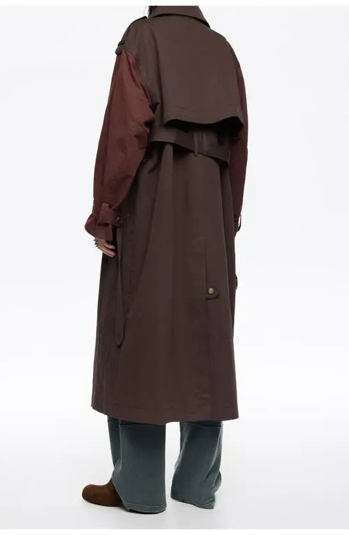 Bimba Y Lola Maxi Length Double-breasted Trench Coat
