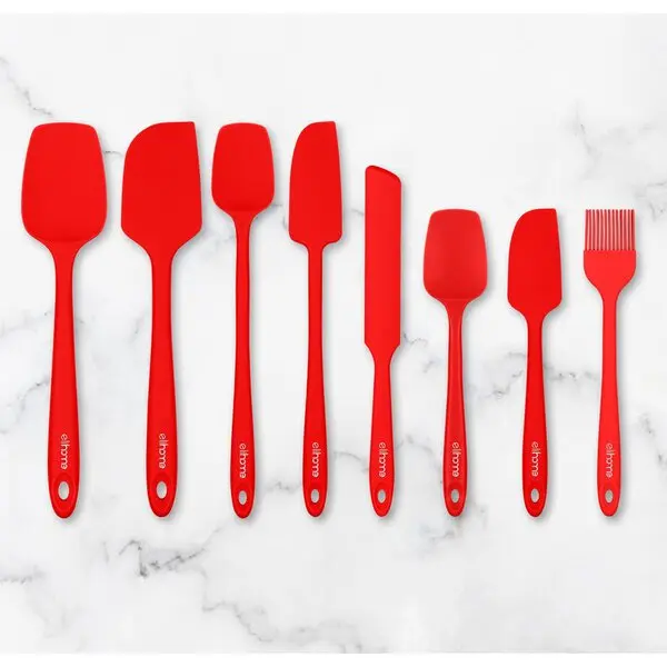 ELI HOME 8 Piece Silicone Spatula Set - Red