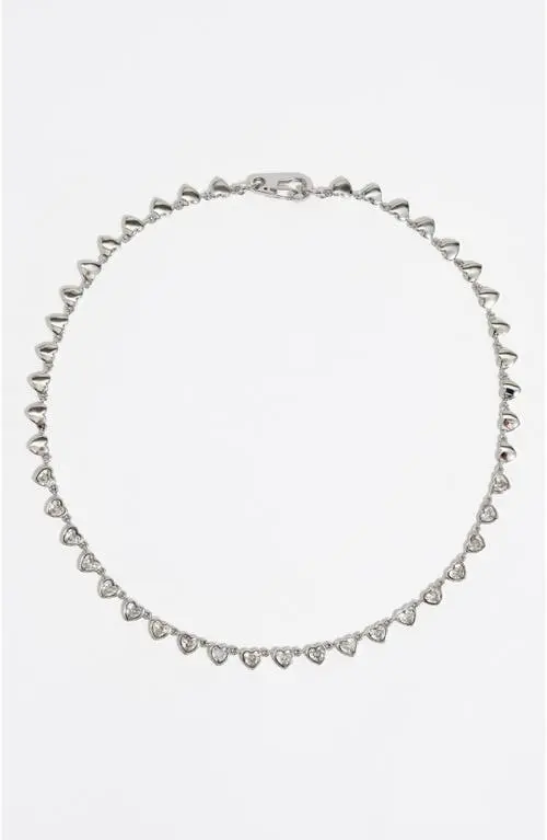 Bimba Y Lola Hearts Crystals Necklace - Silver