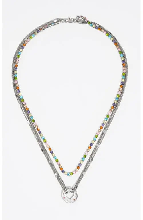 Bimba Y Lola Logo Multi-chain Necklace - Dark Silver