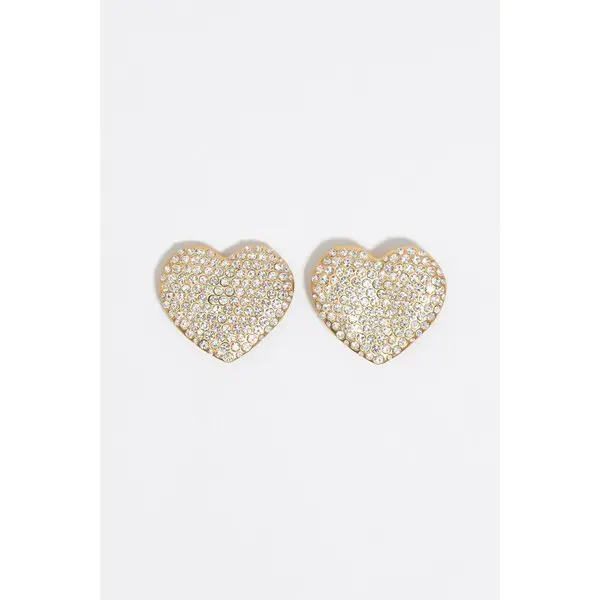 Bimba Y Lola Crystal Heart Earrings - Gold