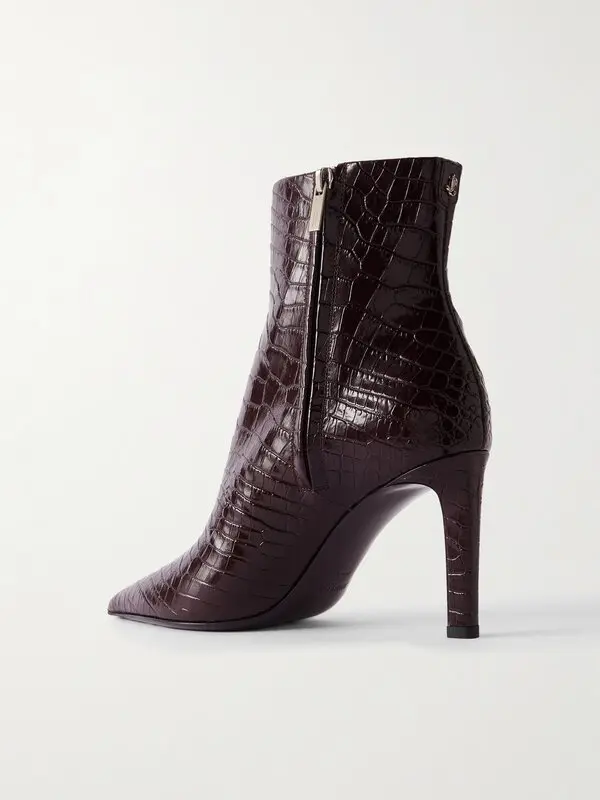 JIMMY CHOO Frankie 85 Croc-effect Leather Ankle Boots