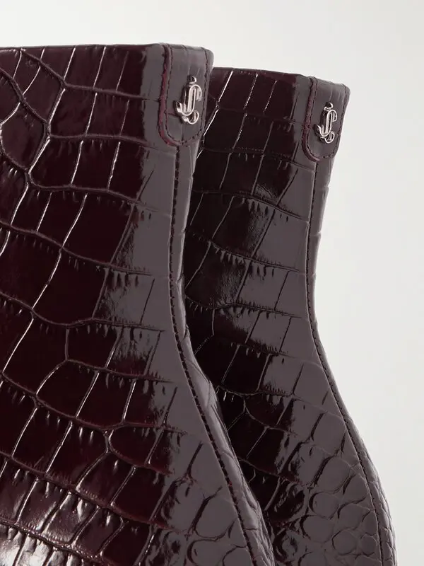 JIMMY CHOO Frankie 85 Croc-effect Leather Ankle Boots