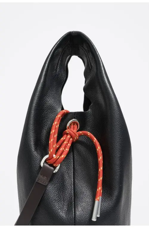 Bimba Y Lola Leather Medium Paper Bag - Black