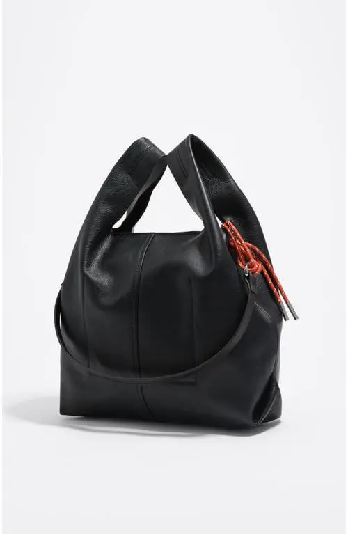 Bimba Y Lola Leather Medium Paper Bag - Black