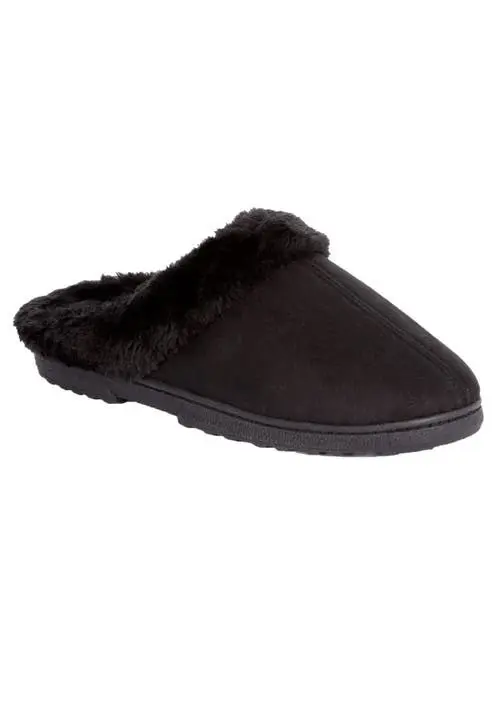 COMFORTVIEW Andy Fur Clog Slipper - Black